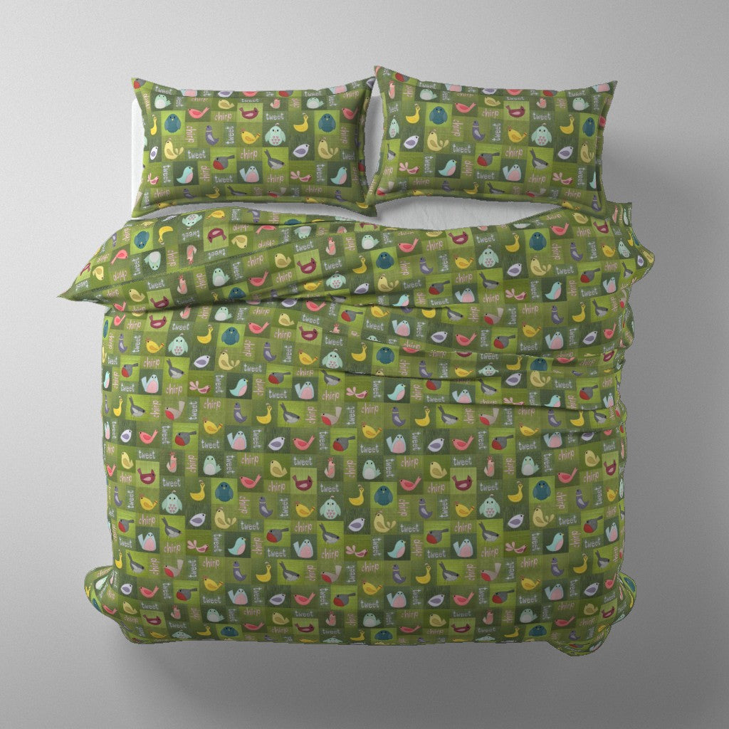 Chirp with Words - 4 inch squares - cheater quilt fabric – Shiny Happy ...